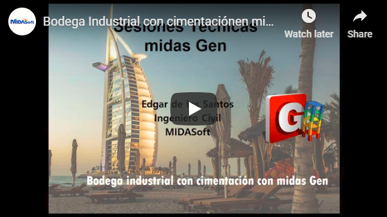 Bodega Industrial con cimentación con midas Gen